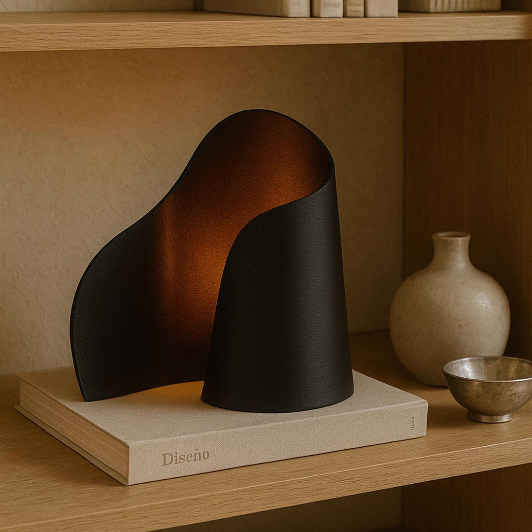 Beige Cave Table Lamp – 3D Printed Modern Sculpture Light for Desk ...