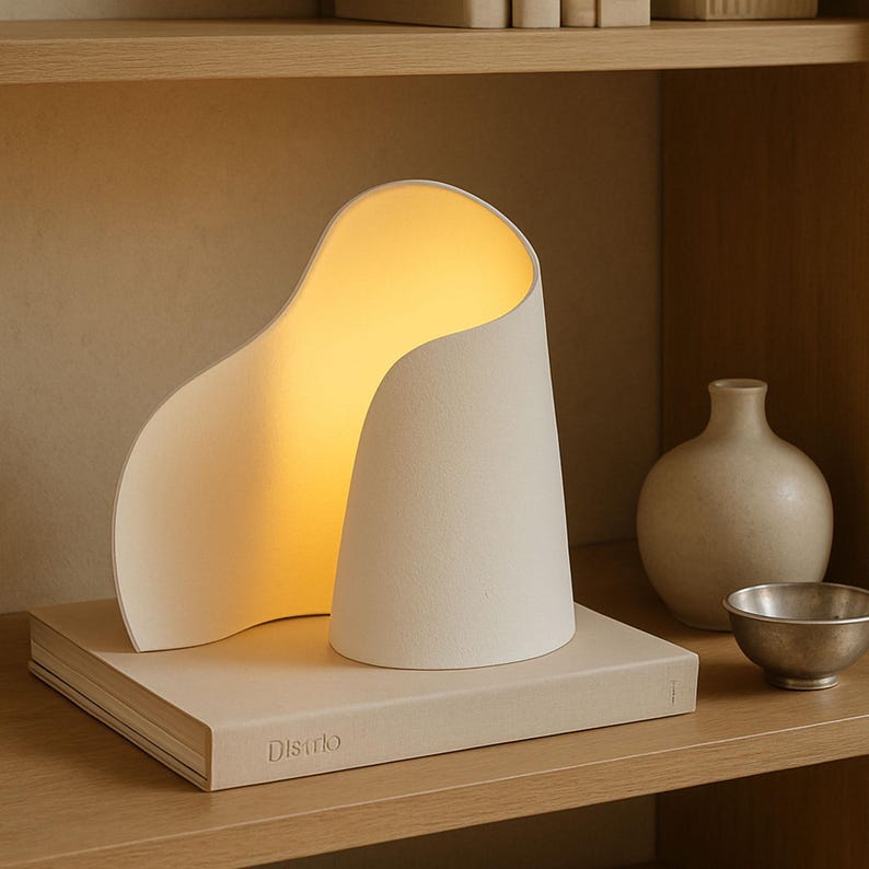 3D Printed Beige Cave Table Lamp: Modern PLA Sculpture Light - Etsy