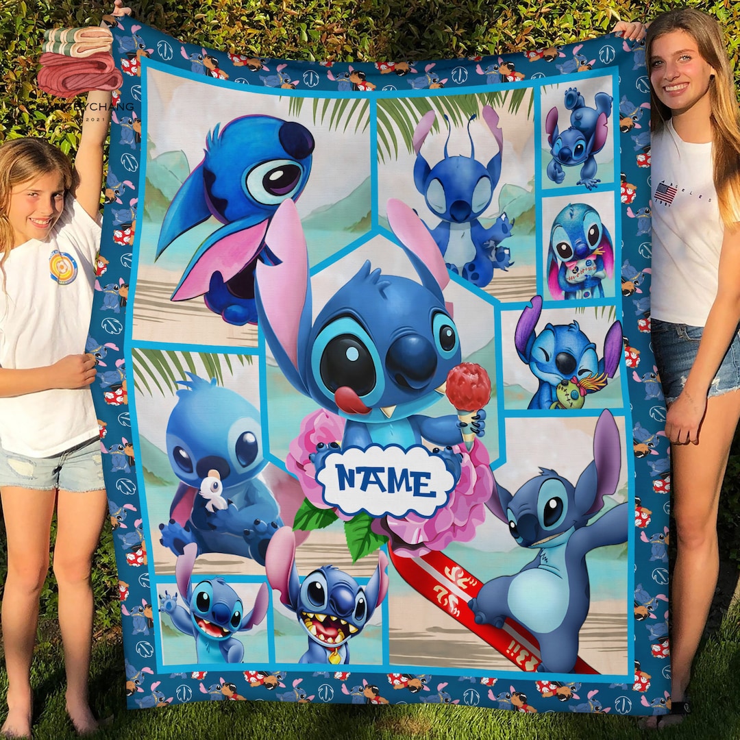 Personalized Name Lilo and Stitch so Cute Christmas Fleece Blanket ...