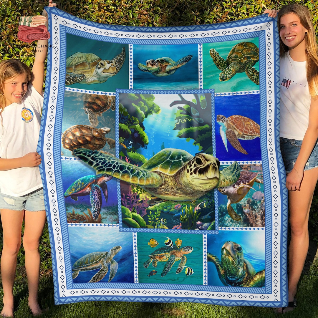 Sea Turtle Fleece Blanket, Premium Sherpa Blanket, Sea Turtle Blanket ...