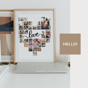 Family Photo Collage Frame Grid Template Heart Collage Printable Online ...