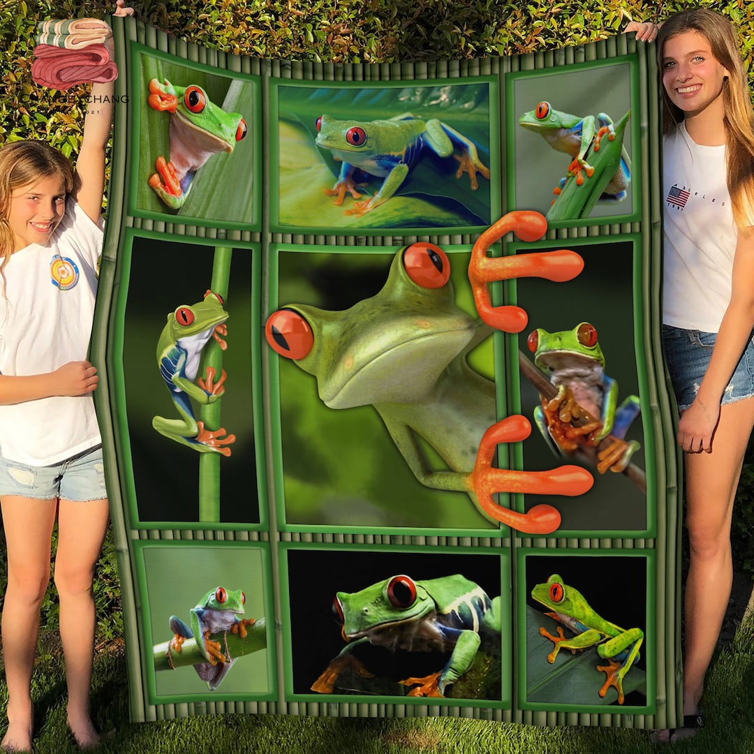 Lovely Frog Blankets Gift for Animal Natural Flower Fleece Blanket, Premium Sherpa Blanket ...