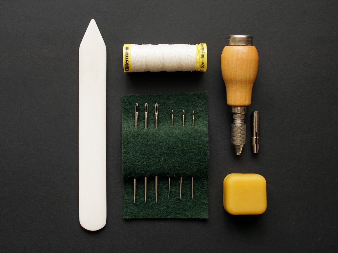 Bookbinding Stitch Kit Linen Thread Bone Folder Beeswax Needles Pin ...