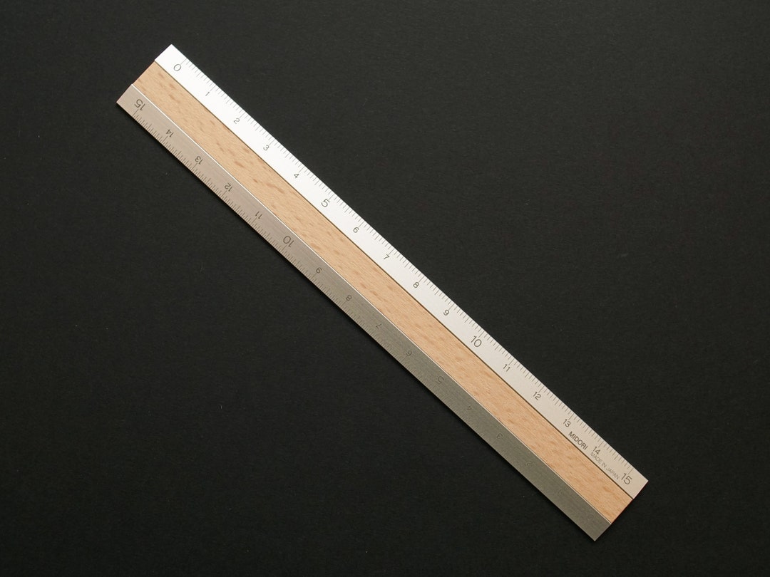 Midori 15cm Aluminium Wooden Ruler Engraved Scale Bamboo Wood Made in ...