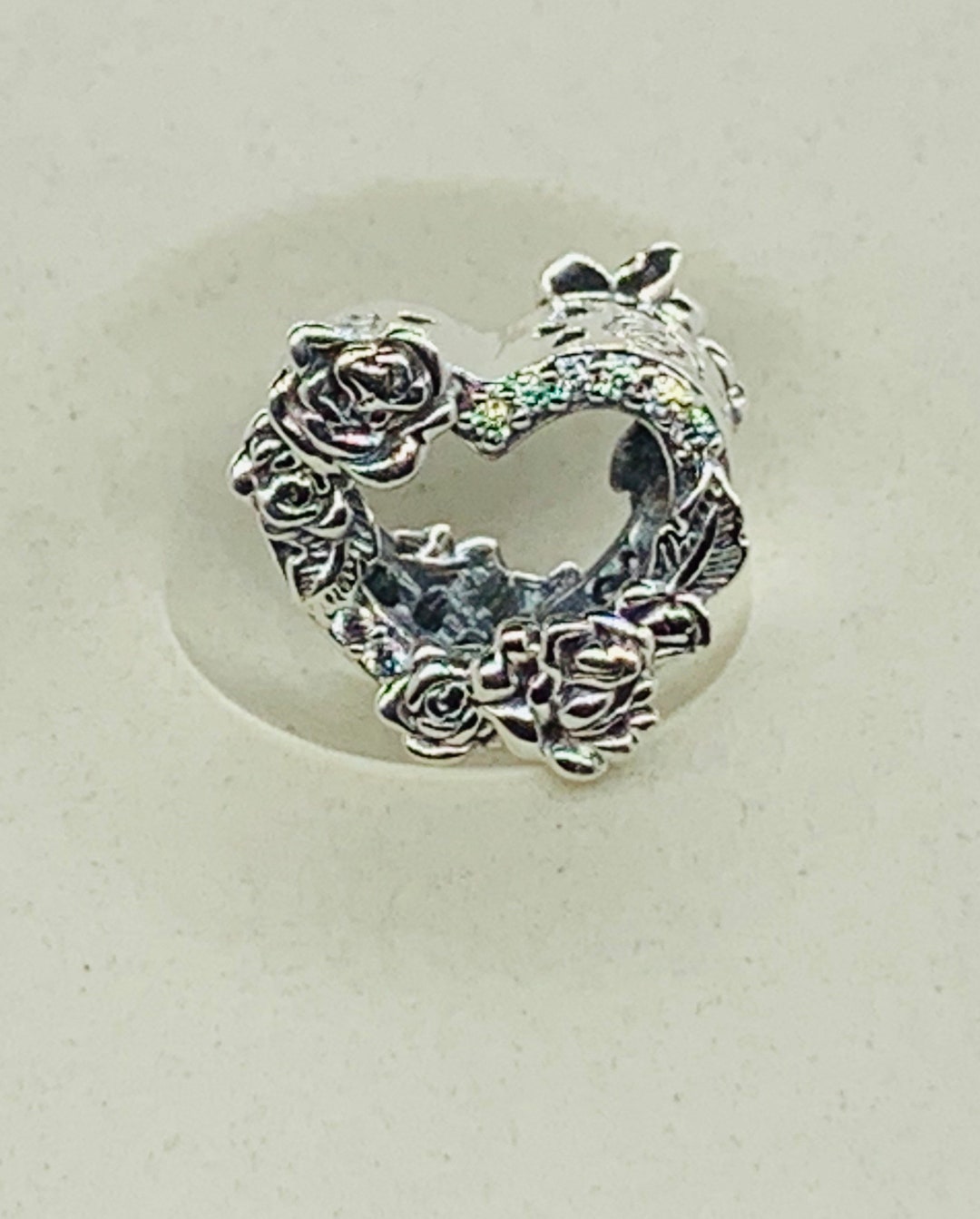 Open Heart & Rose Flowers Charm Pandora Charm - Etsy
