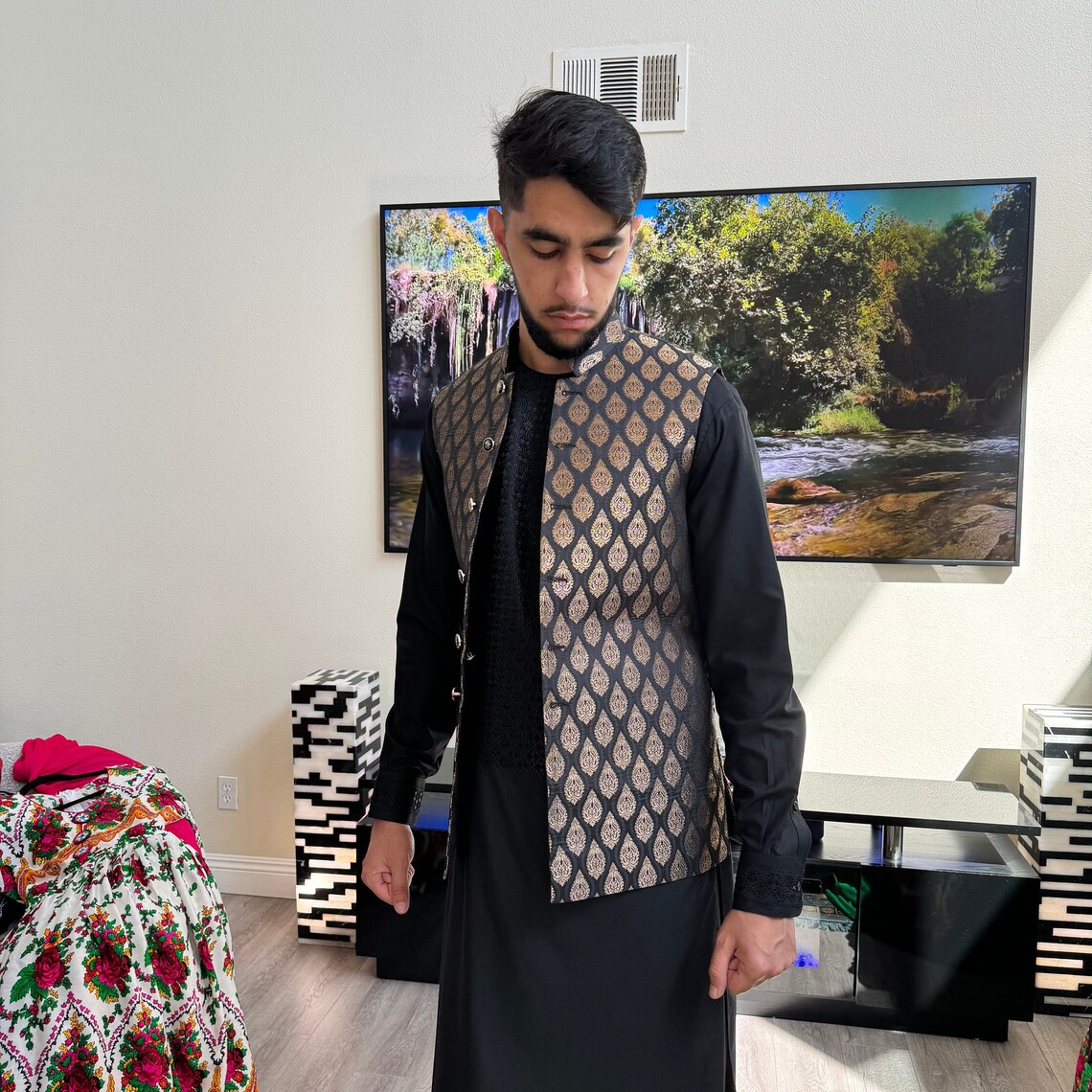 Handmade Men's Afghan Vest Afghan Embroidered Waskat Ethnic Inspired ...