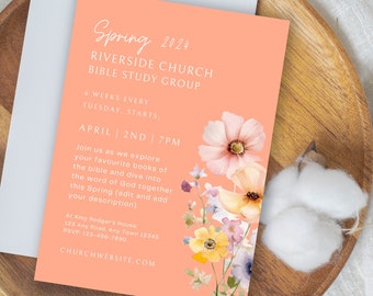 Spring Flowers Invitation Template Womens Bible Study Flyer Editable ...