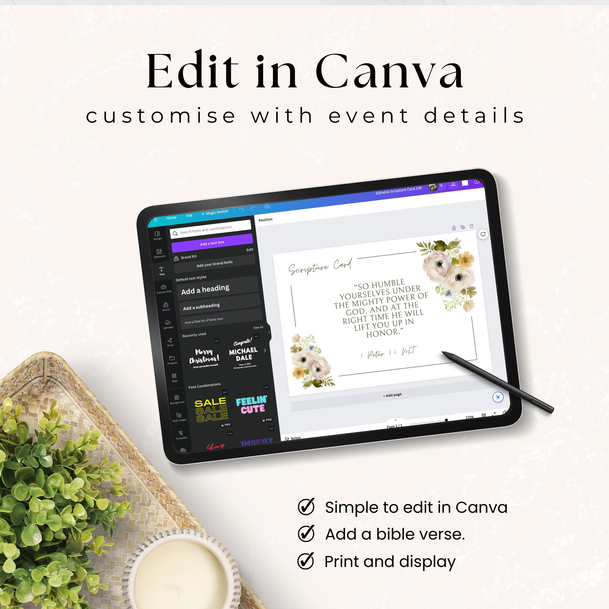 Editable Scripture Cards Bible Verse Cards Memory Verse Cards Daily ...