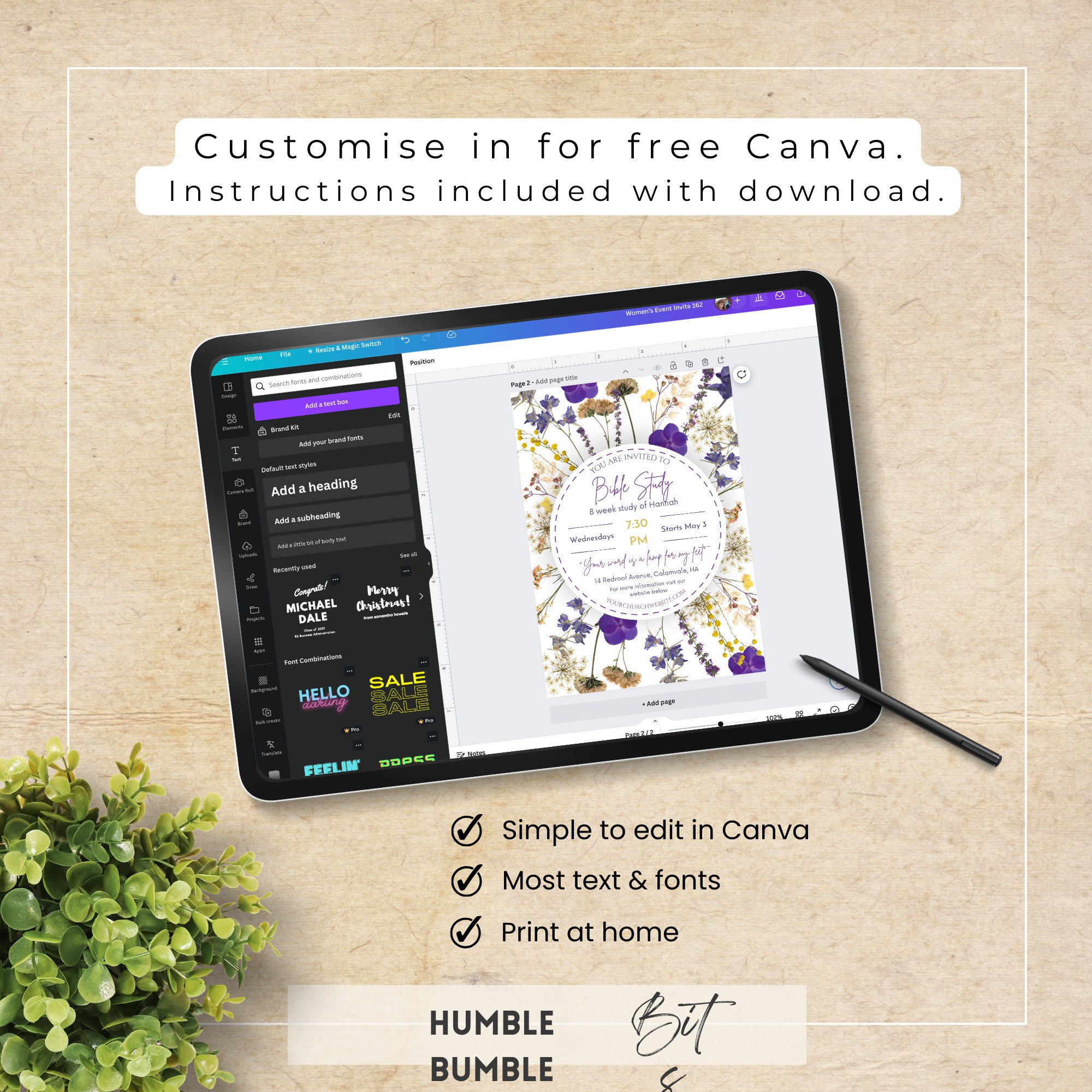 Women’s Bible Study Flyer | Bible Study Invite | Editable Invitation ...