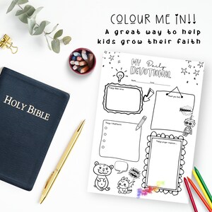 Coloring Daily Devotional for Kids, Faith Planner, Journal Page, Bible ...