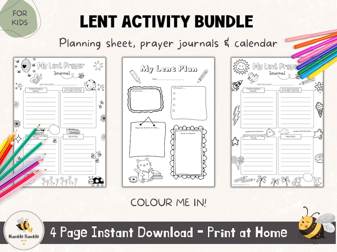 Lent Fasting Planner for Kids Lent Activity for Kids Lent Prayer ...