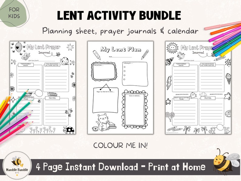 Lent Fasting Planner for Kids Lent Activity for Kids Lent Prayer ...