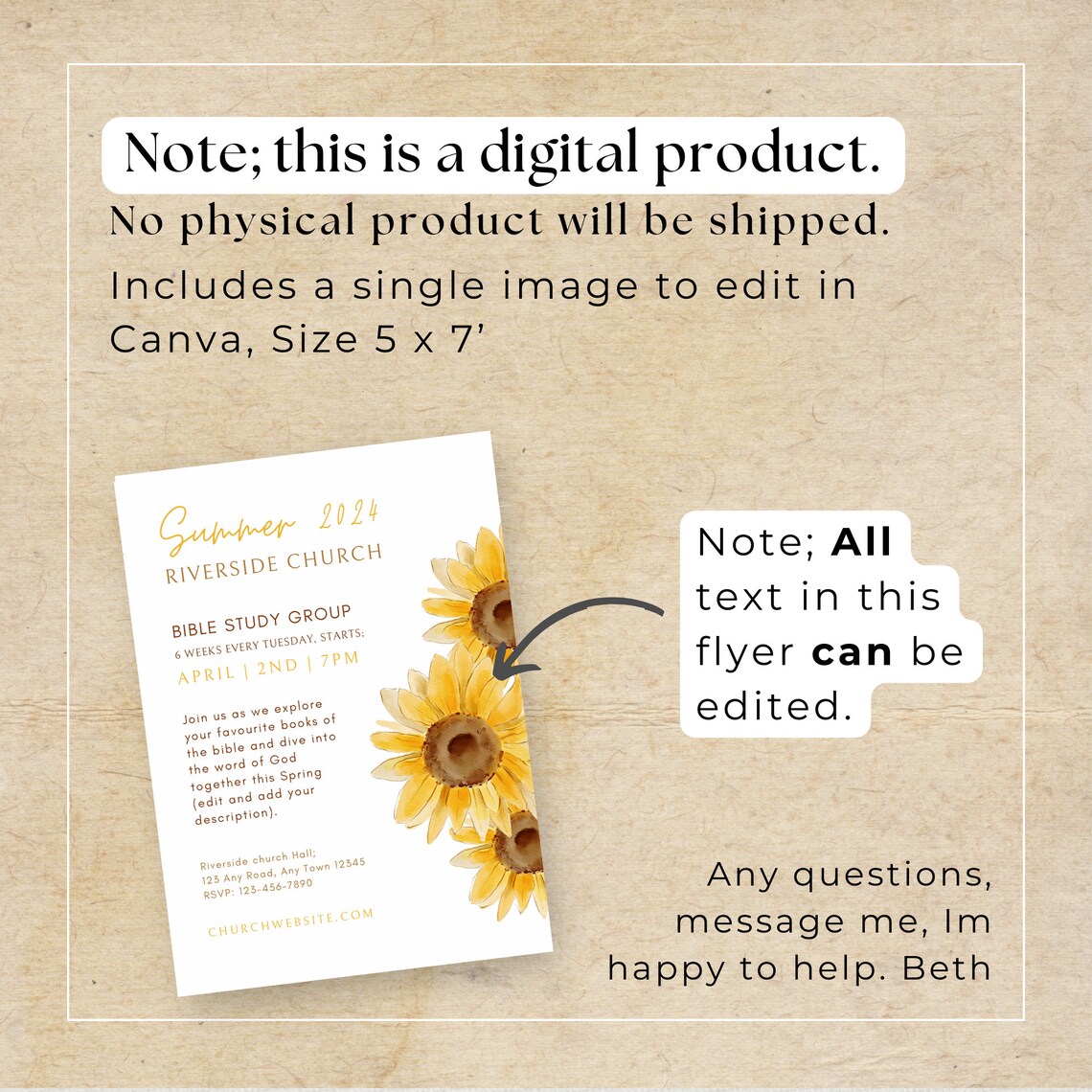 Summer Church Bible Study Flyer Invite | Invitation Template | Editable ...