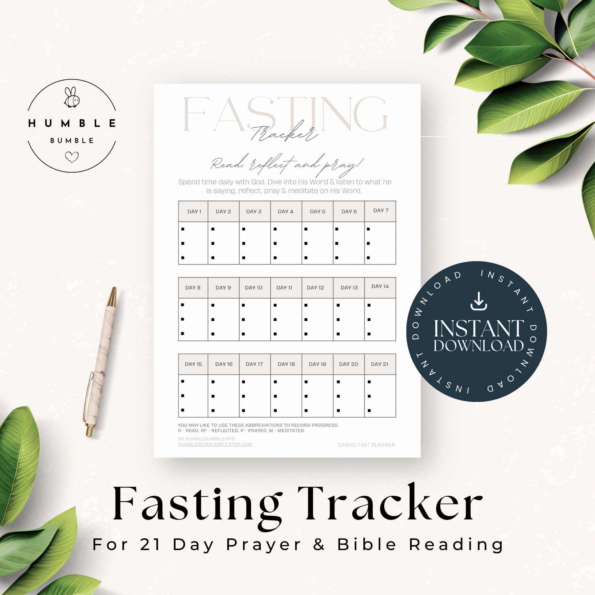 21 Day Fasting Tracker | Fasting Planner | Habit Tracker | Christian ...