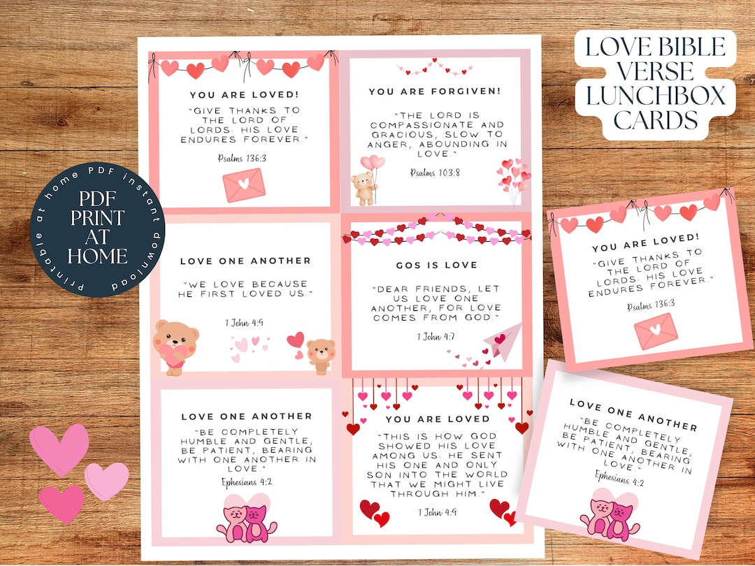 Valentines Bible Verse Lunchbox Notes - Printable Scripture Cards for ...