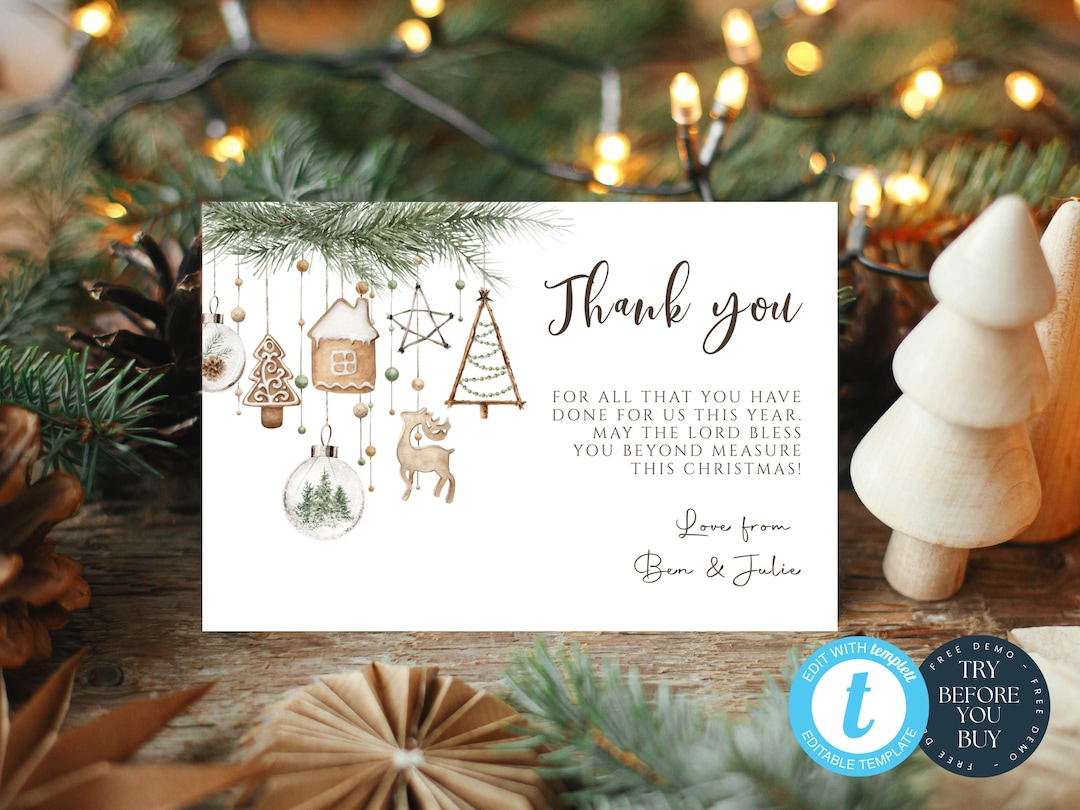 Personalised Christmas Thank You Card | Holiday Thank You Card ...
