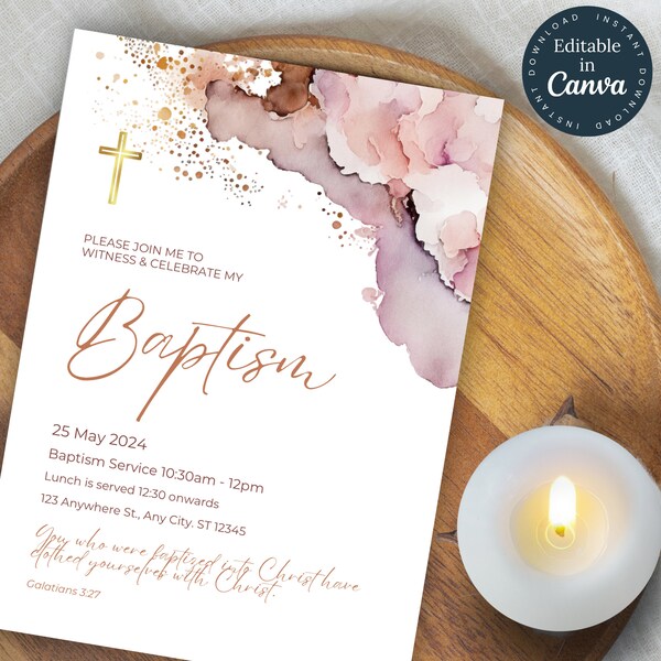 Adult Baptism Invitation Card - Etsy