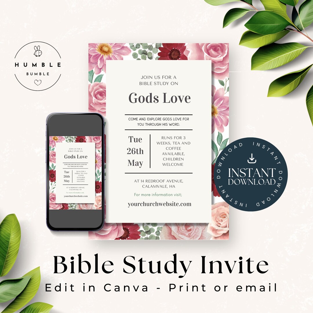 Gods Love Editable Bible Study Flyer Church Group Evite Invite Template ...