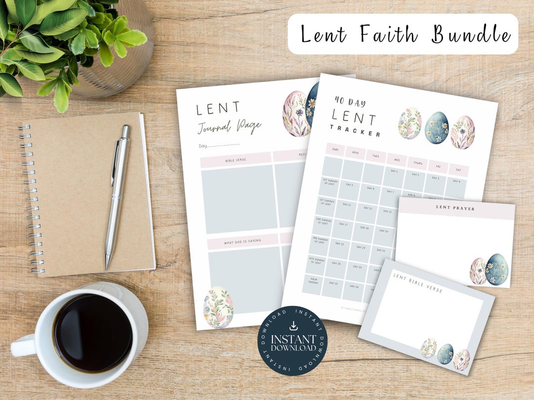 40 Days of Lent Activities Bundle - Lenten Journal Planner - Printable ...