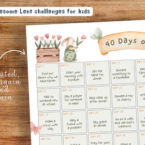 40 Days of Lent Countdown Calendar | Lent Countdown Calendar | Kids ...
