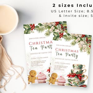 Christmas Tea Party Invite | Holiday Invitation Template | Editable ...