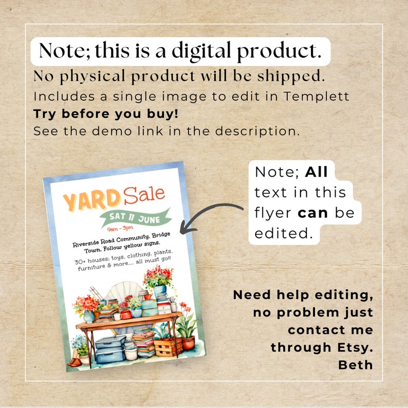Editable Rummage Sale Yard Sale Flyer Editable Garage Sale Template ...