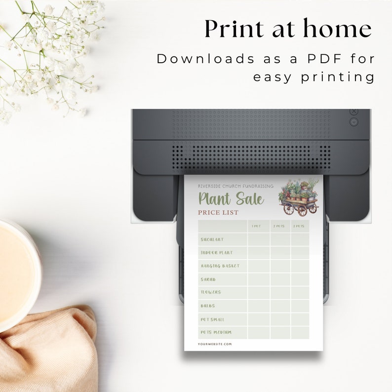 Editable Form Price List Template Plant Sale Fundraiser Form School ...