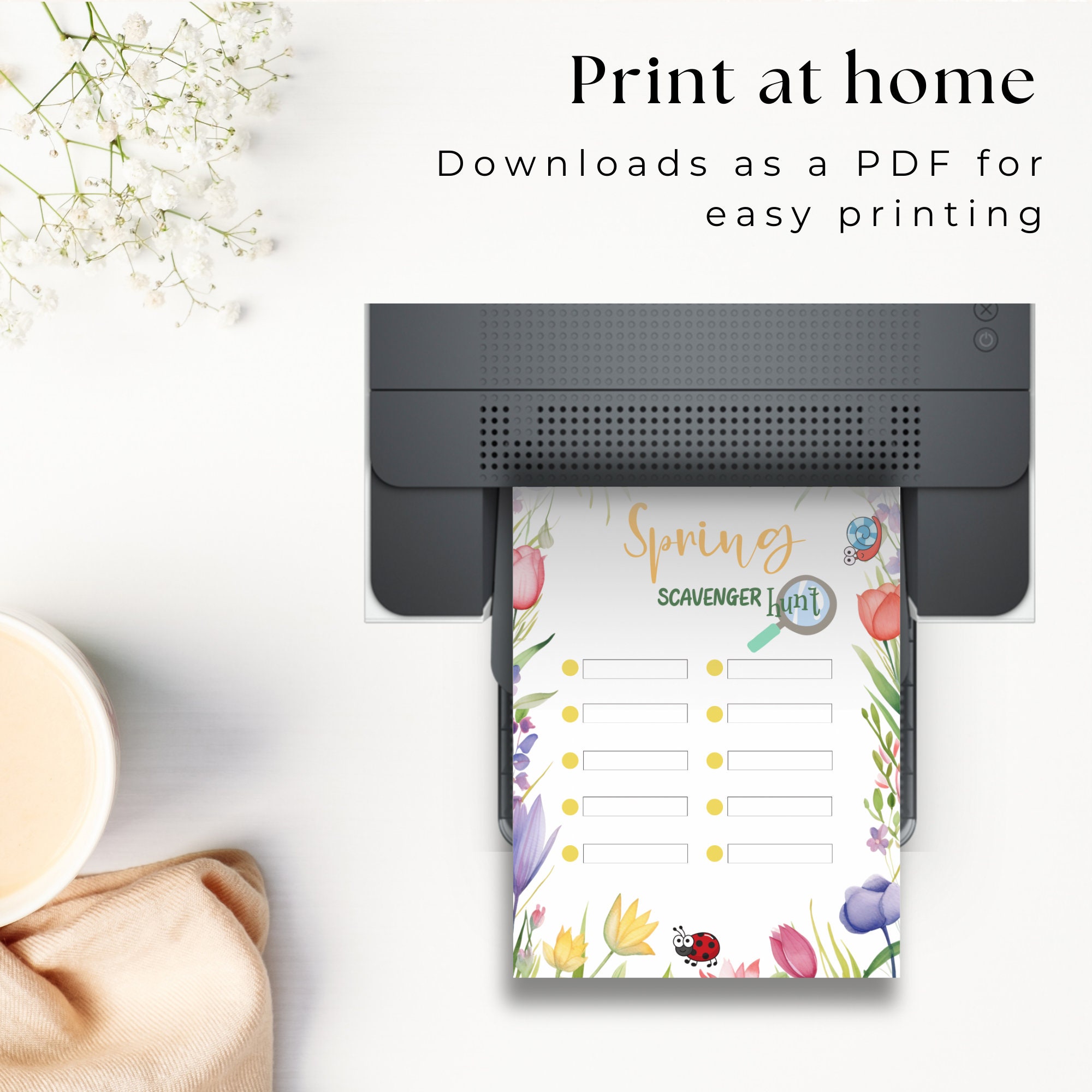 Spring Scavenger Hunt Kids Worksheet Outdoor Spring Games Instant ...