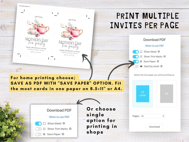 Mother's Day Afternoon Tea Invitation - Editable Floral High Tea Invite ...