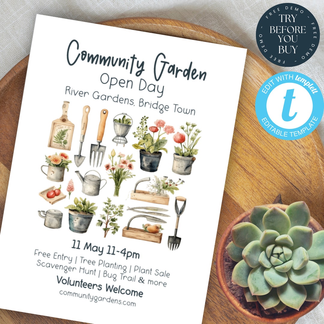 Community Garden Day Flyer Template | Community Clean up Event ...