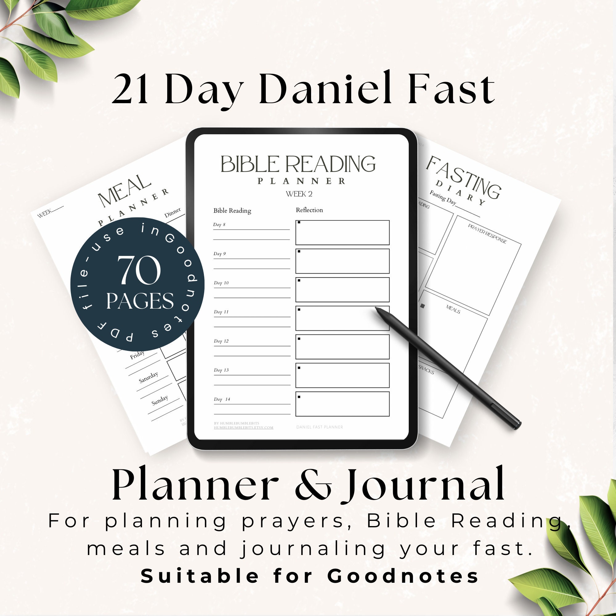 Minimal 2024 Daniel Fast Planner and Journal Goodnotes 21 Day New Year ...