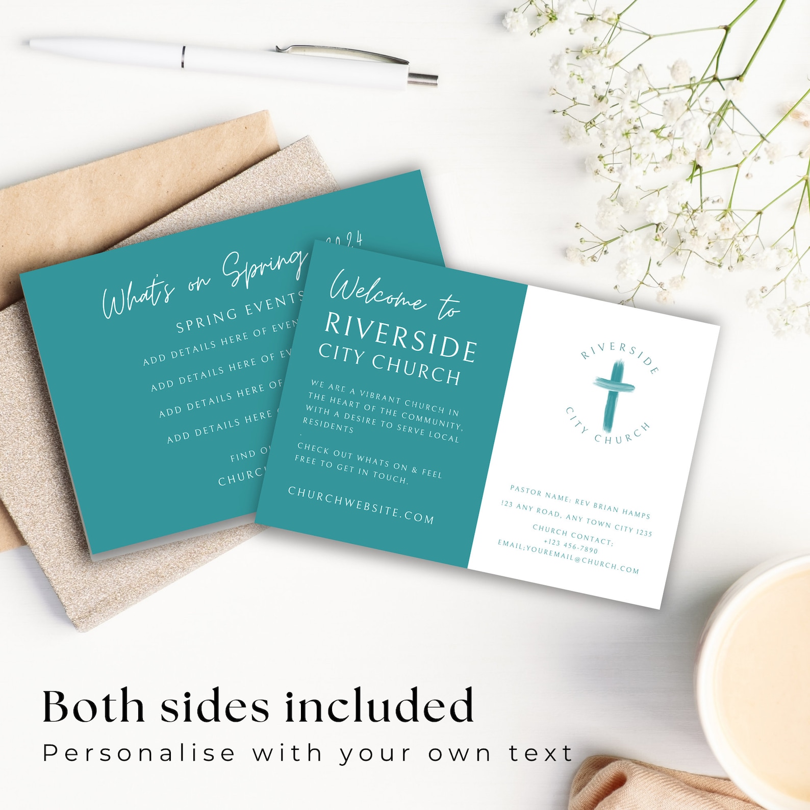 Blue Church Welcome Card Template | Digital Download | Editable Church ...