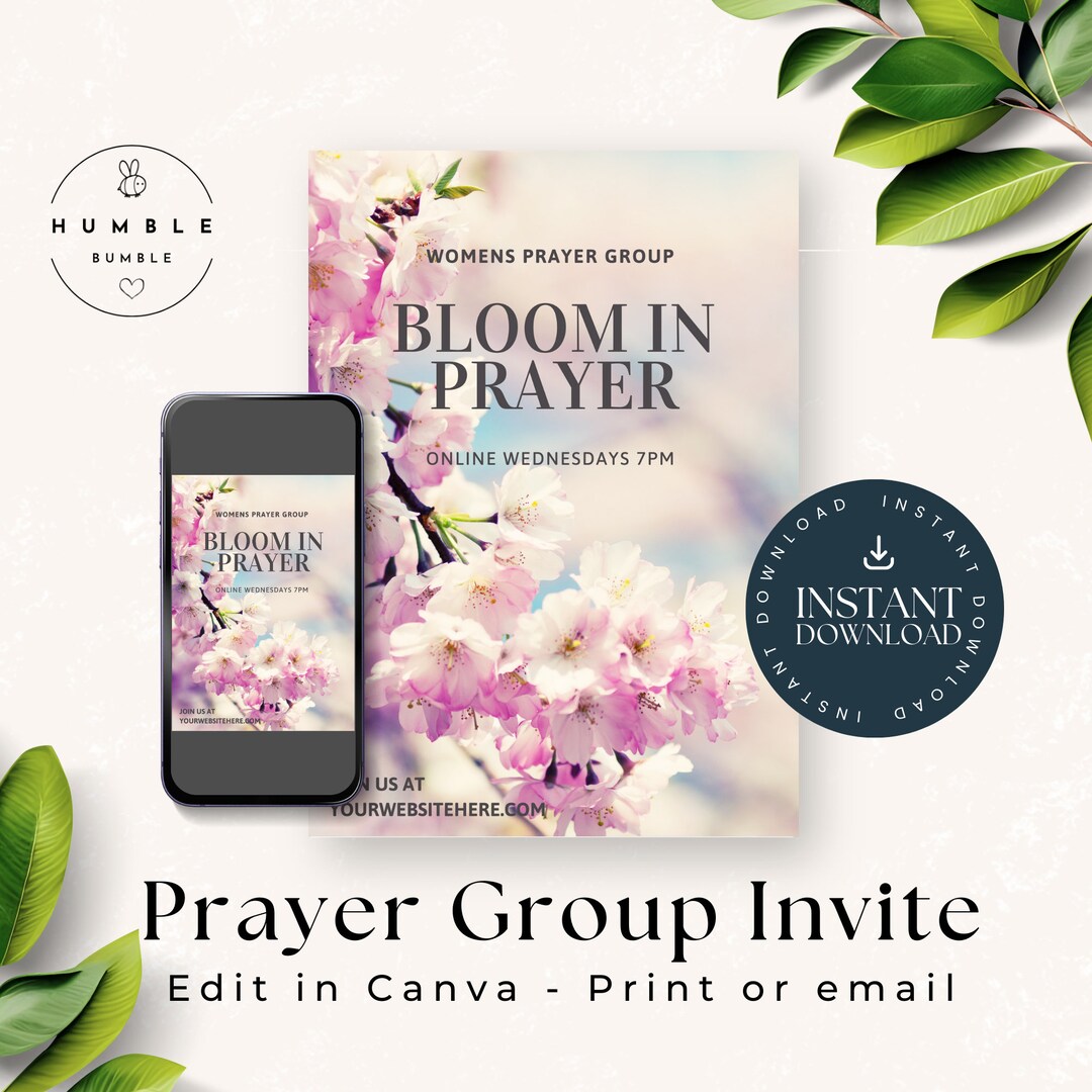 Womens Prayer Group Invite Editable Evite Church Group Flyer Small ...