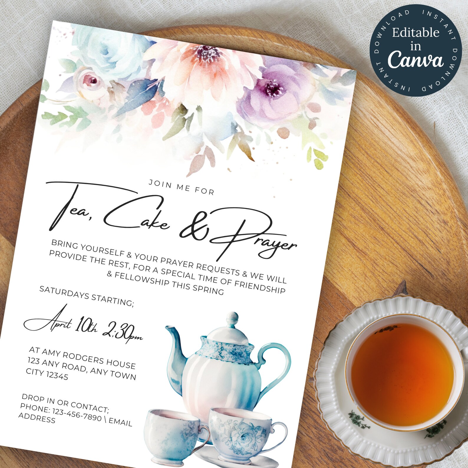Church Fellowship Invitation Template | Editable Prayer Group Invite ...