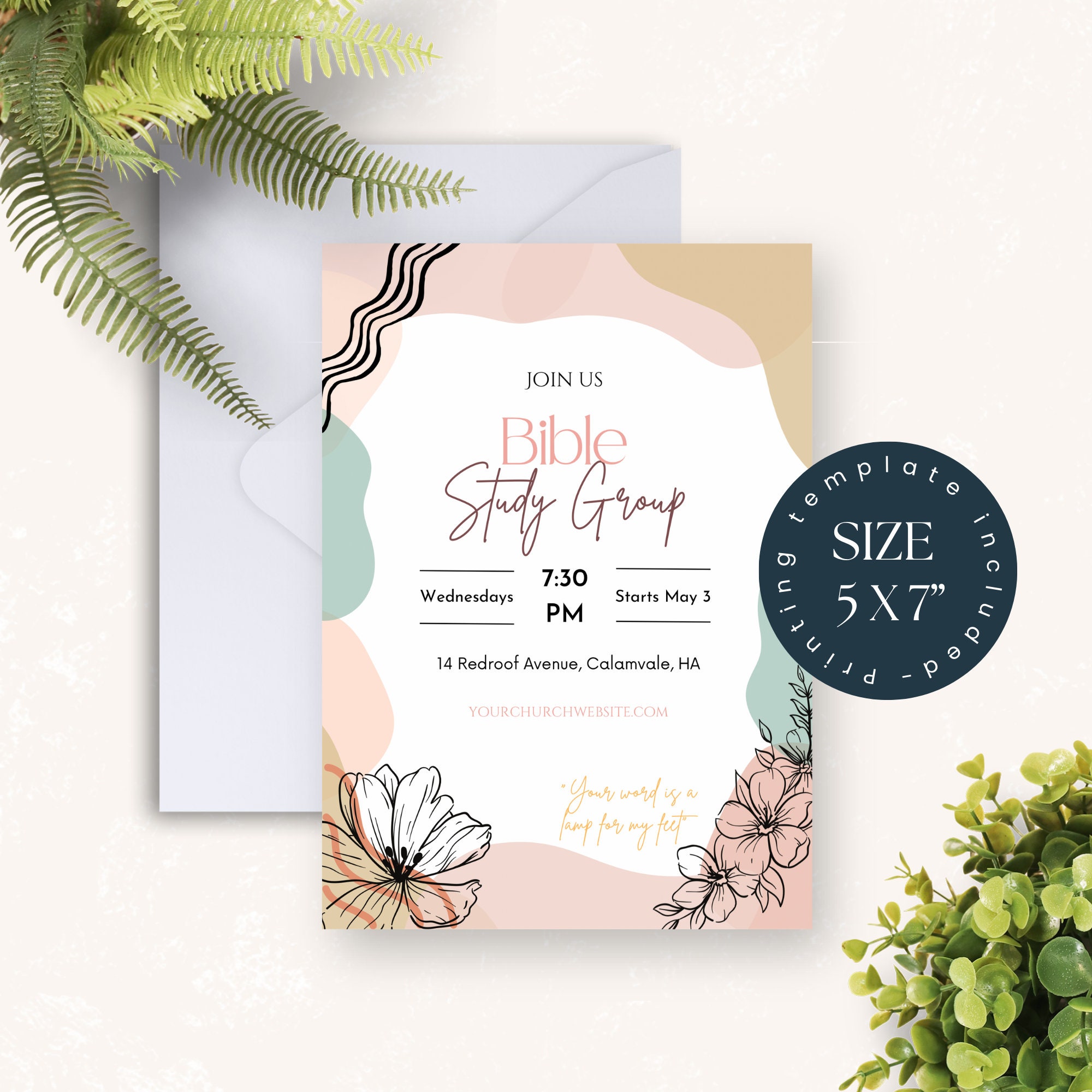 Editable Bible Study Flyer Church Group Evite Invite Template Small ...