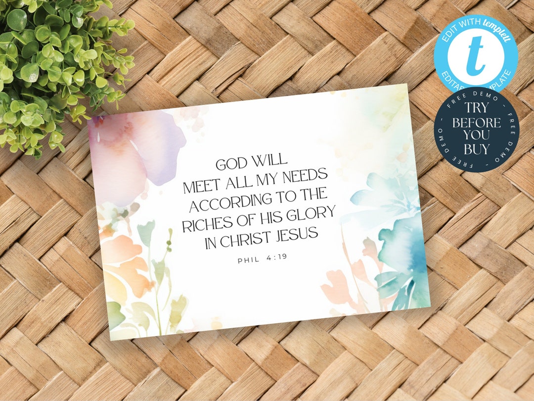 Editable Scripture Cards | Bible Verse Memory Cards | Postcard ...