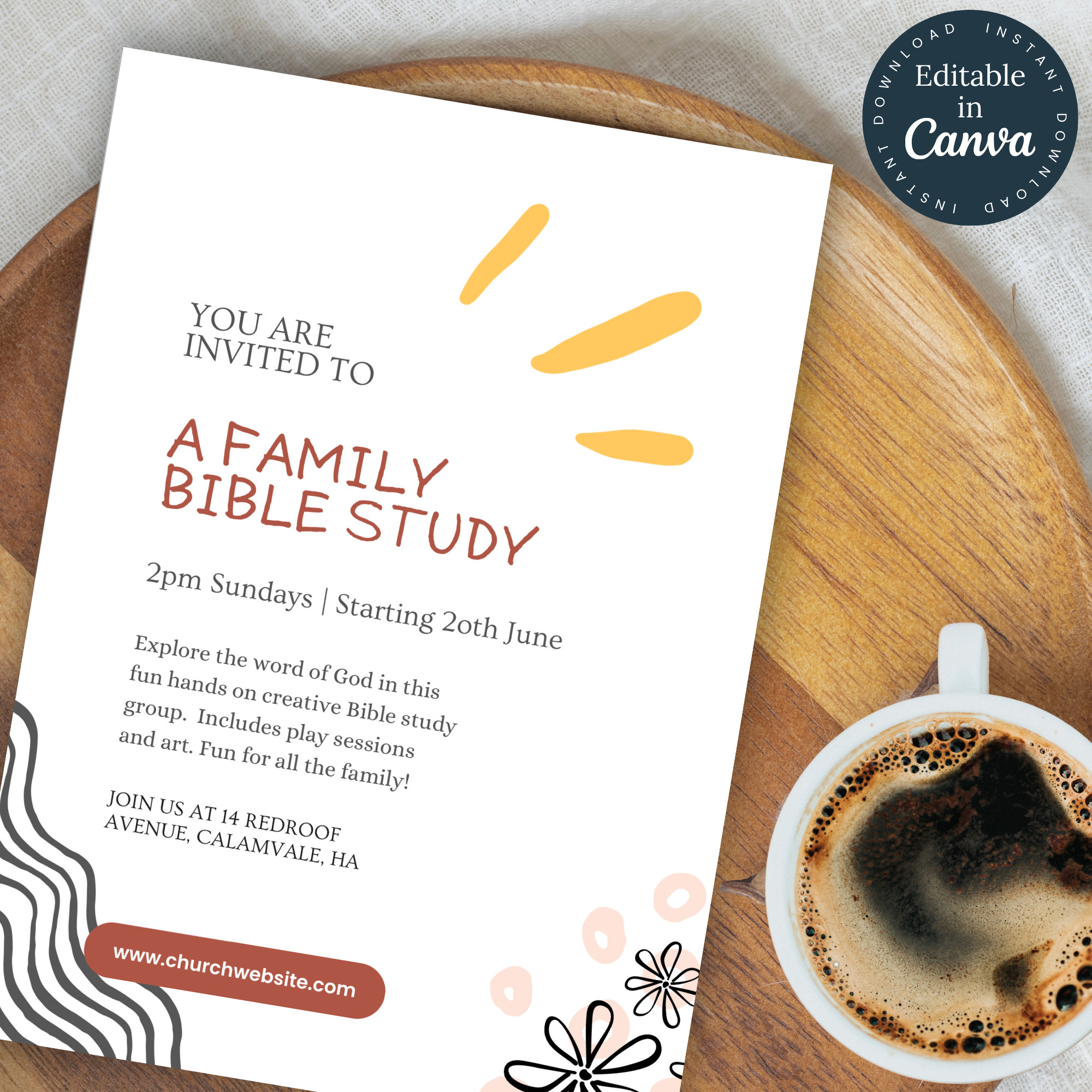 Minimal Church Bible Study Invite Template | Small Group Flyer ...