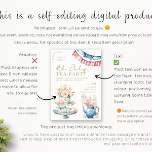 4th July Tea Party Invite Template | Fourth July Afternoon Tea | High ...