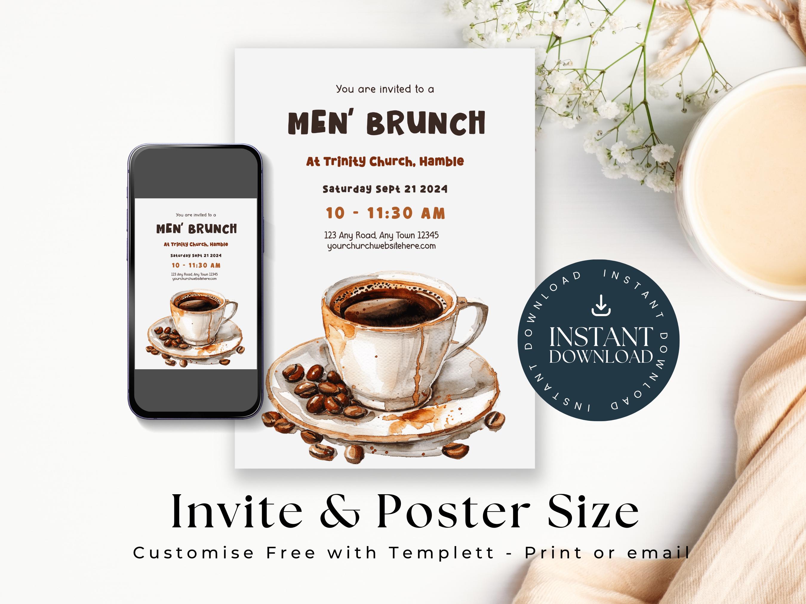 Men’s Brunch Invite | Men’s Fellowship Group | Church Poster | Bible ...