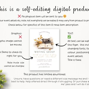 Editable Writing Club Invite | Autumn Invitation | Writing Classes ...