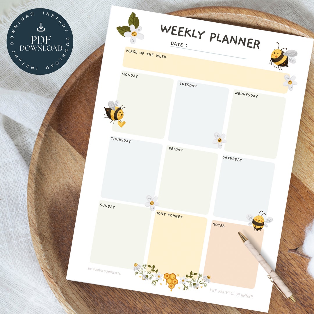 Weekly Christian Life Planner | Schedule Planner | Christian Calendar ...