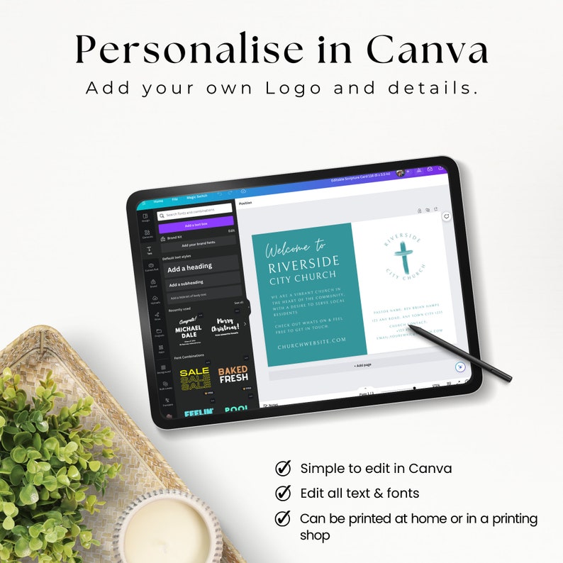 Blue Church Welcome Card Template | Digital Download | Editable Church ...