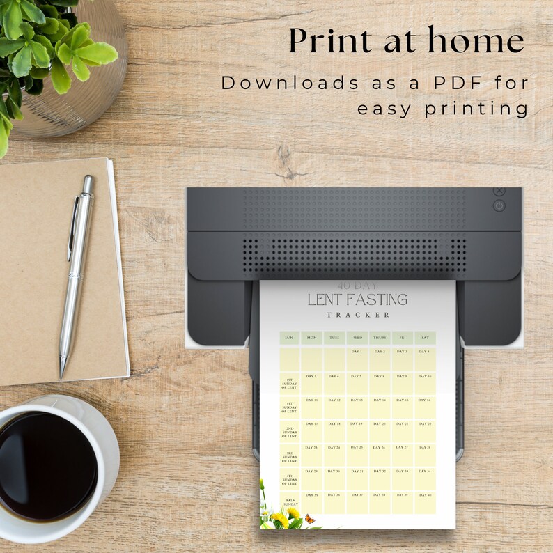 Yellow Lent Calendar 2024 Lent Tracker 40 Day Lenten Calendar Lent ...