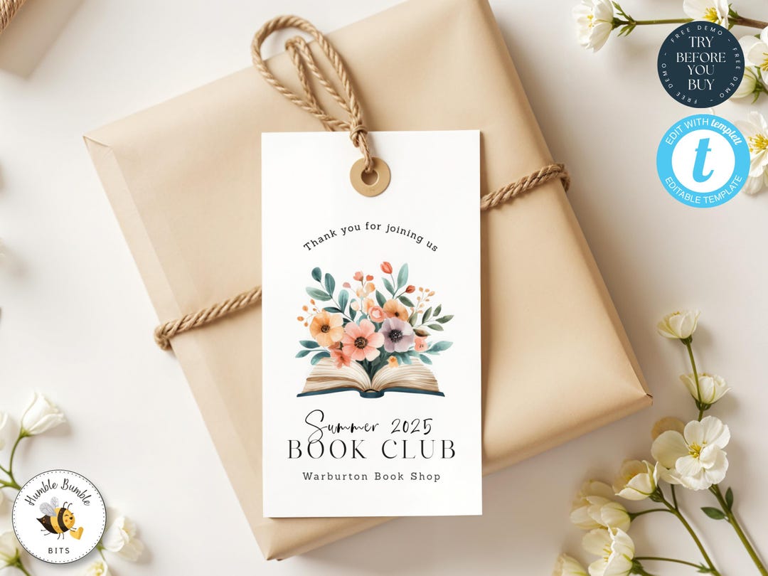 Book Club Thank You Tag - Book Lover Gift Tag - Story Book Gift Tag ...