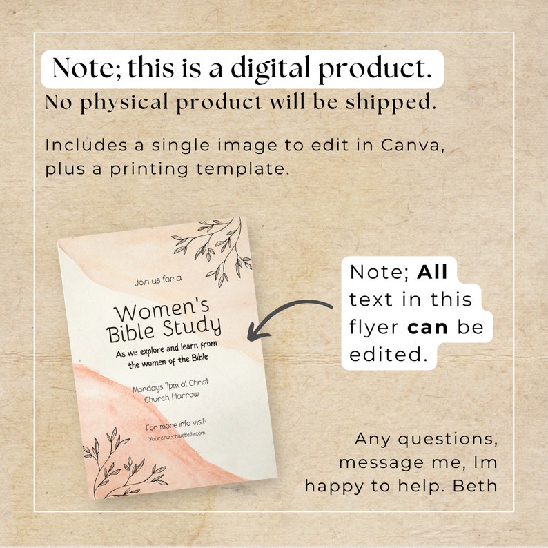 Simple Pastel Editable Bible Study Invite | Editable Invitation ...