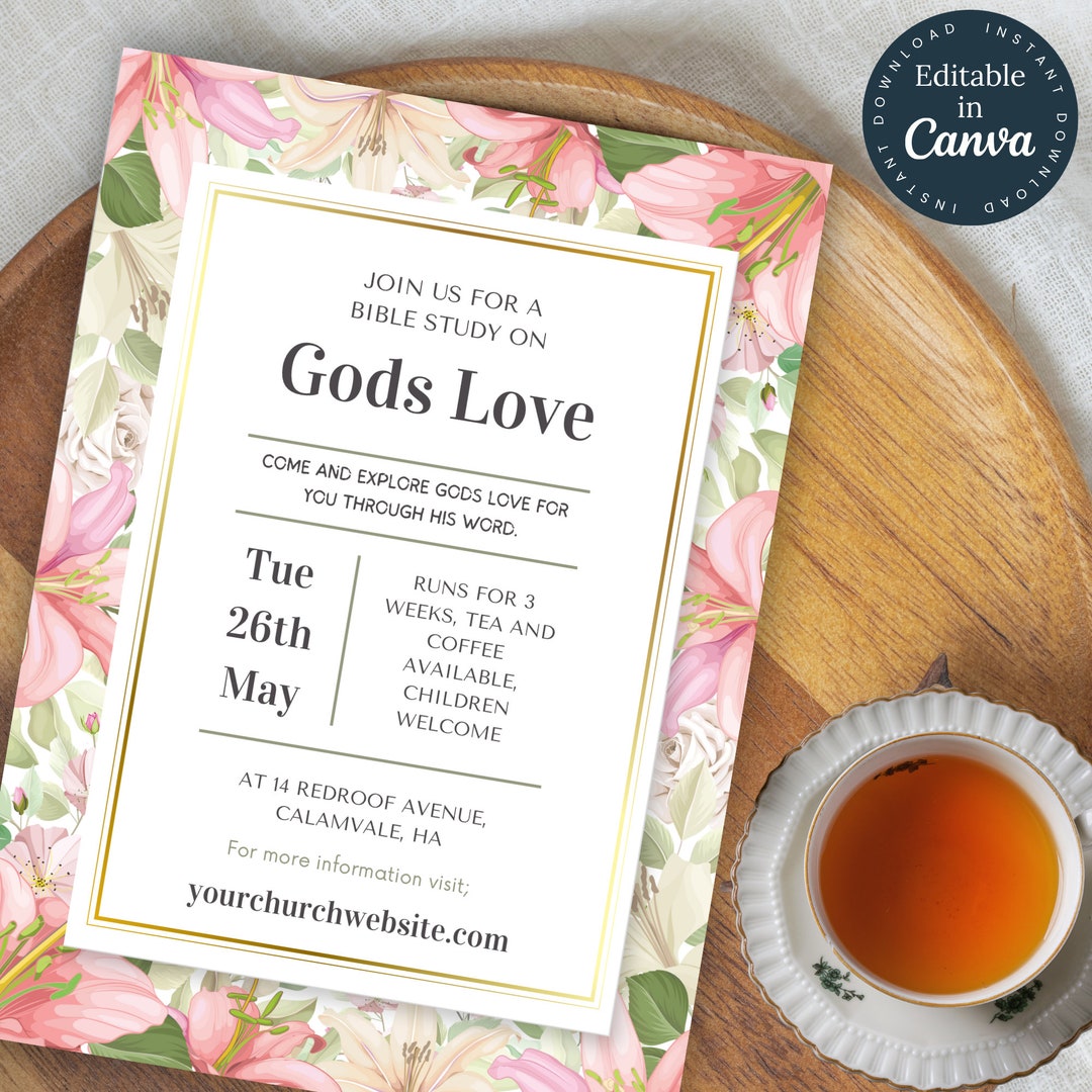 God is Love Bible Study Invite | Editable Bible Study Flyer | Church ...
