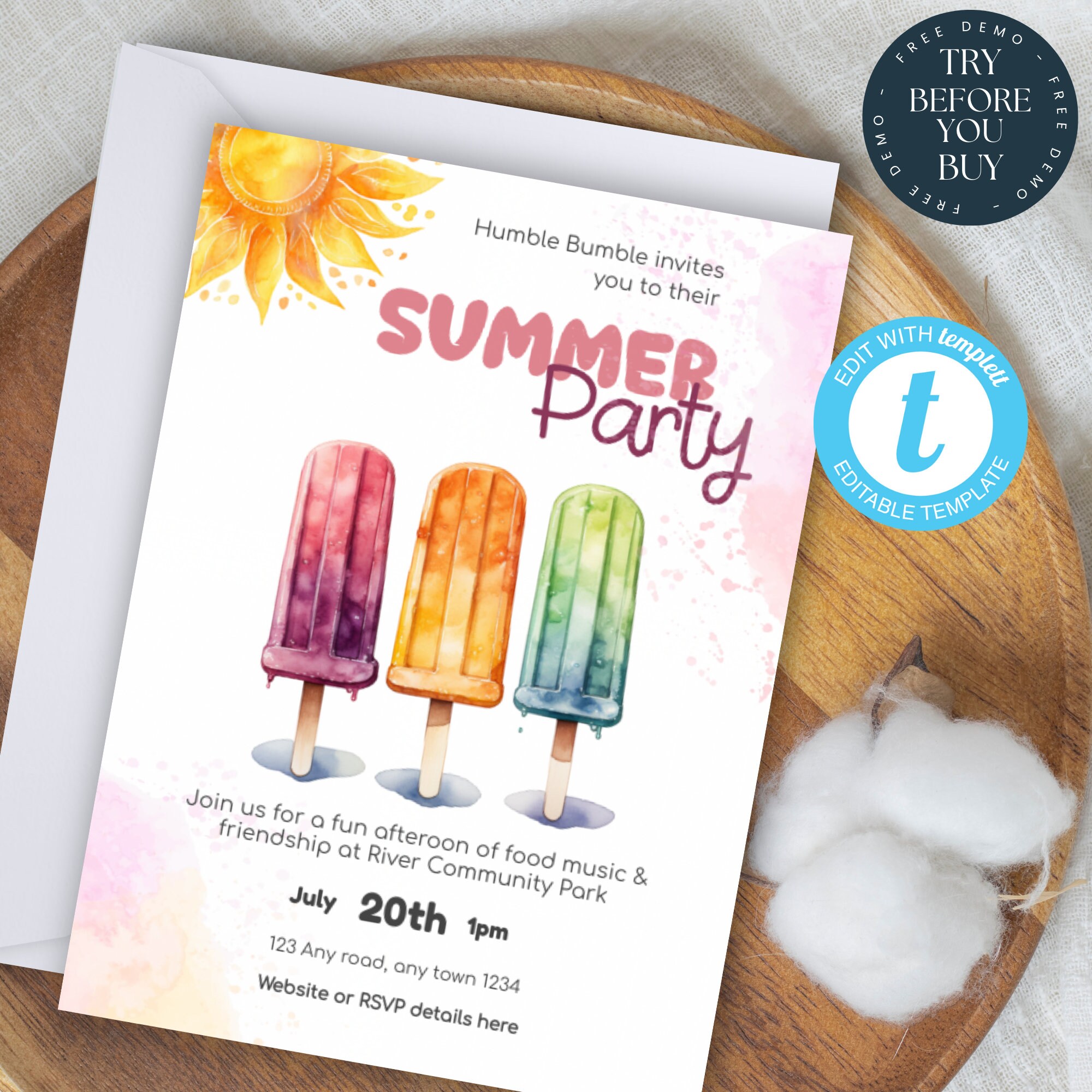 Summer Party Invite Template Church Summer BBQ Invitation Community ...