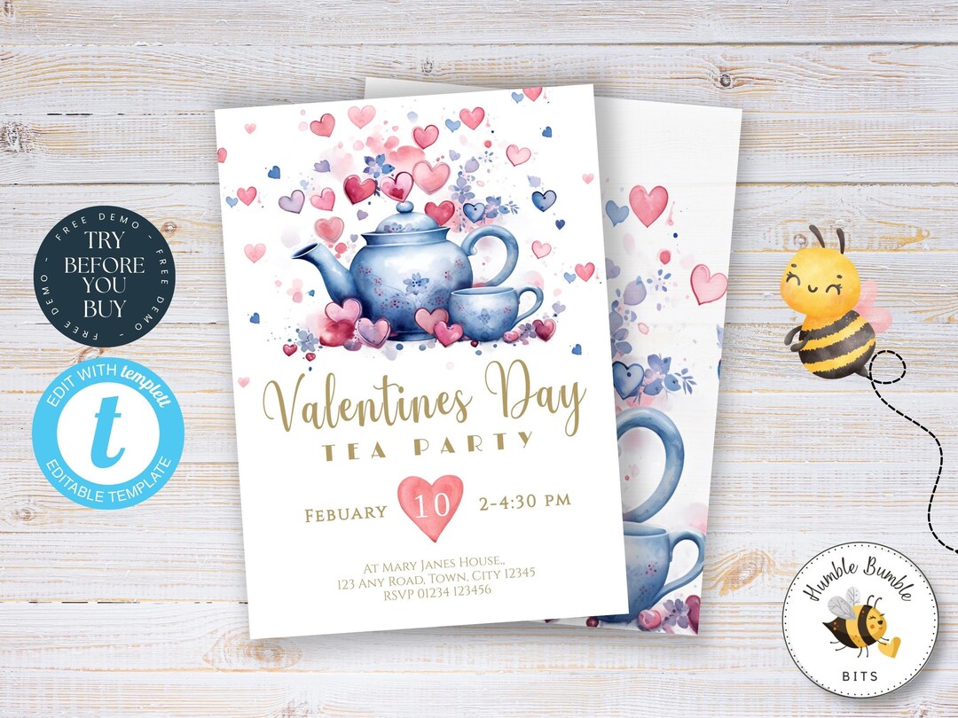 Editable GALENTINES Day Invite | Ladies Tea Party | Valentine's Tea ...