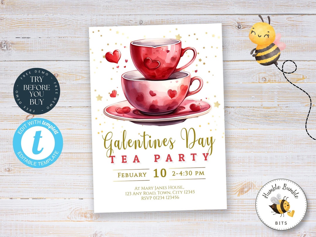 Editable GALENTINES Day Invite | Ladies Tea Party | Valentine's Tea ...