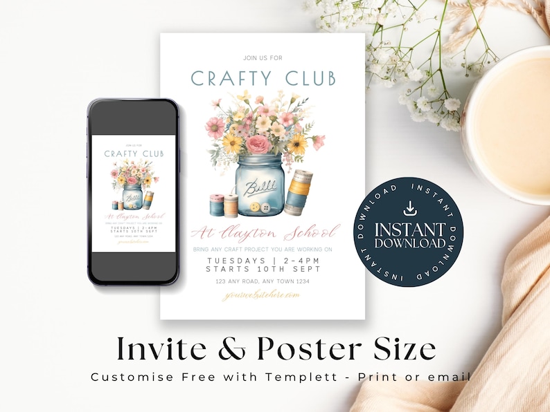 Craft Club Flyer | Craft Group Invitation | Hobby Club Poster ...